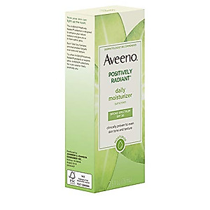 Aveeno Positively Radiant Daily Facial Moisturizer with Total Soy Complex and Broad Spectrum SPF 30 Sunscreen, Oil-Free and Non-Comedogenic, 2.5 fl. oz