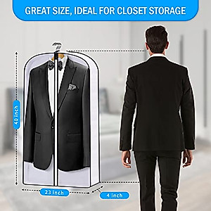 40" Clear Garment Bags for Hanging Clothes Storage with 4" Gussetes, Moth Proof Suits Bags for Closet Storage Travel, Clothing Storage Bags for Coat, Jacket, Sweater, Shirts, 4 Packs
