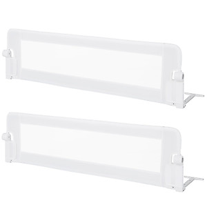 BABY JOY Double Sided Bed Rail Guard, 2 Pack, Extra Long, Swing Down for Convertible Crib, Folding Baby Safety Bedrail for Kids Twin Full Size Queen King Mattress, Rails for Toddlers (White, 60-Inch)