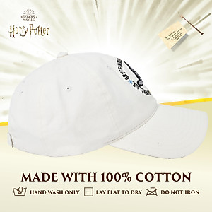 Concept One Harry Potter Dad Hat, Adjustable Hogwarts Baseball Cap, Silver/White