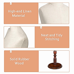 Bonnlo Upgraded Kid Dress Form, 5-6 years old, 7-8 years old, Toddler Mannequin Torse with Adjustable Rubber Wood Stand for Dress Jewelry Display (5-6 years old)