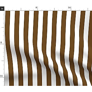 Spoonflower Fabric - Stripes Vertical Dark Brown White Browns Printed on Petal Signature Cotton Fabric Fat Quarter - Sewing Quilting Apparel Crafts Decor