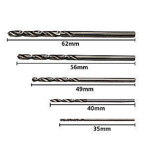 SPKLINE 10 Pcs High Speed Steel Cobalt Drill Bit Set 2 Pcs of Each 1mm(3/64"), 1.5mm(1/16") 2mm(5/64") 2.5mm(3/32") 3mm(1/8") Jobber Length Twist M35 Metal Drill Bit For Stainless Steel And Hard Metal