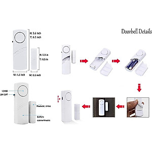 4 Pack Door Window Alarm, Magnetic Burglar Alert Sensor, Loud Door Alarms for Kids Safety, DIY for Home Security, Office Protection,Shopping Store AAA Battery