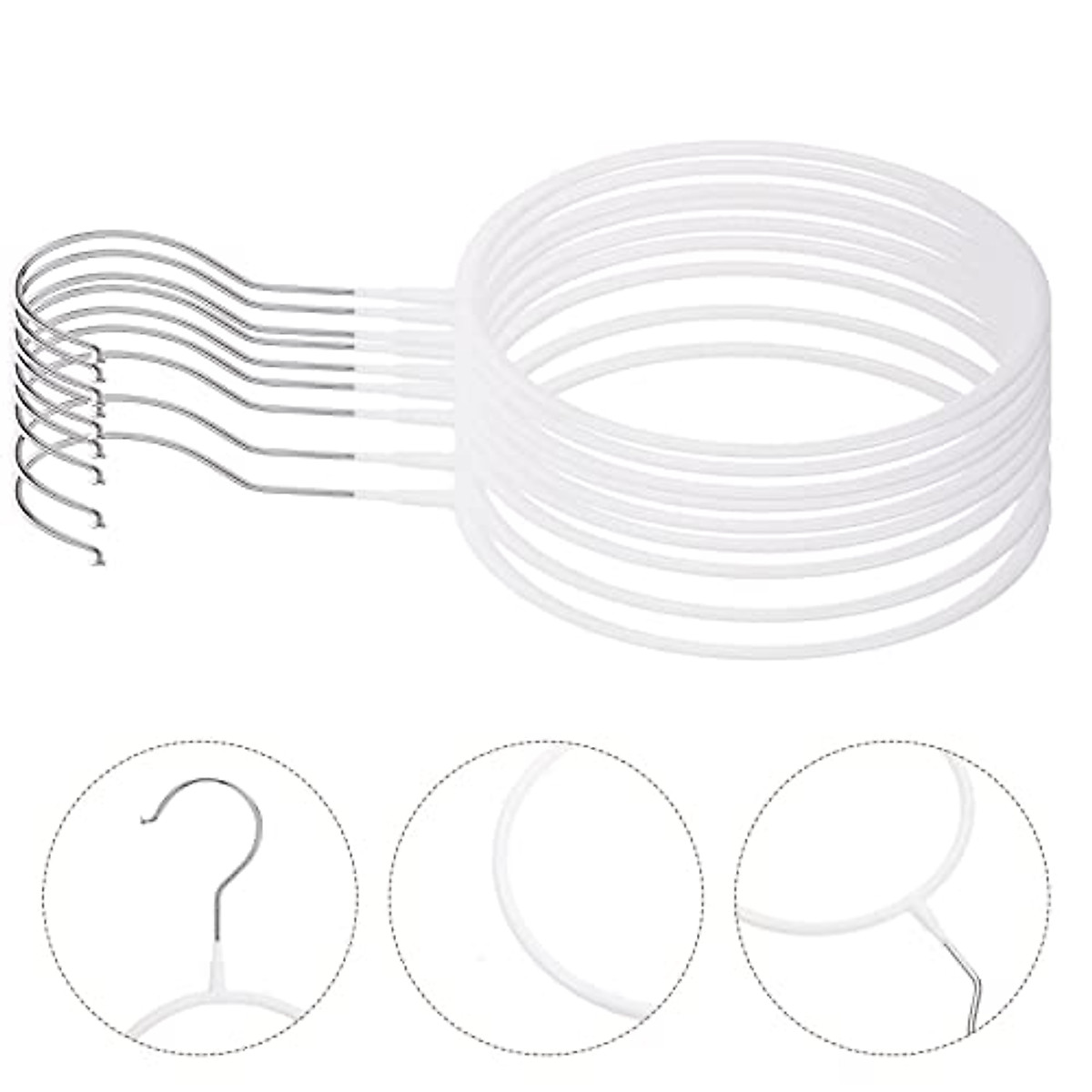 Cabilock 24pcs Circle Shawls Organizing Steel and for Organizer Hanger Wardrobe Belt Bathroom Save Neckties, Saver Pashminas Scarves, Clothes White Non Rack Scarf Clo Accessories