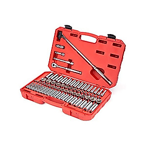 TEKTON 3/8 Inch Drive 6-Point Socket and Ratchet Set, 73-Piece (1/4-1 in., 6-24 mm) | SKT15311