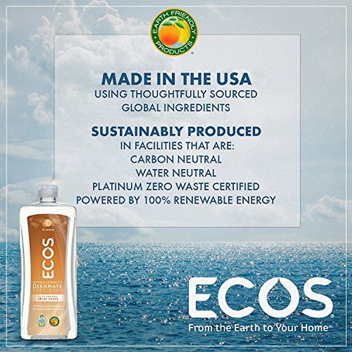 Earth Friendly Products Dishmate, Dishwashing Liquid, Natural Almond, 25 Ounce (Pack of 3)