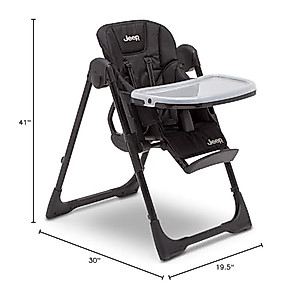 Jeep Classic Convertible 2-in-1 High Chair for Babies and Toddlers with Adjustable Height, Recline & Footrest - Dishwasher Safe Meal Tray, Midnight Black