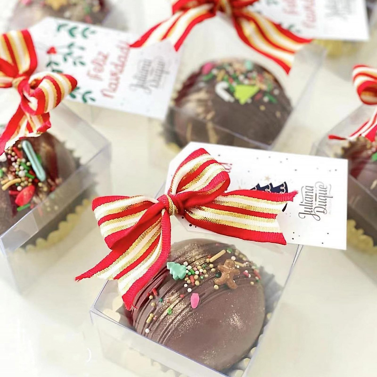 TEMLQPACK 50 Pack 3x3x3 Inch Clear Hot Chocolate Bomb Boxes Christmas Small Gift Boxes Cupcake Boxes Pastry Boxe Candies Boxes Birthday Wedding Party Favor Boxes