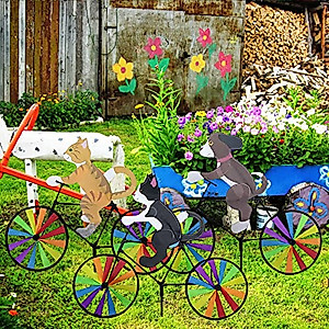 DAADUN Animal Bike Wind Spinner,3pcs 3D Cat Dog Animal Riding Bicycle Windmills Animal Pinwheels for Garden, Yard, Lawn, Whirligig Stake Decoration