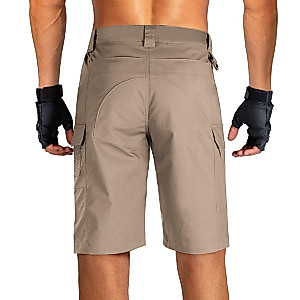 FREE SOLDIER Men's Hiking Tactical Cargo Shorts Multiple Pockets Waterproof Shorts Outdoor Fishing Camping Shorts Coyote Brown 34W x 11L