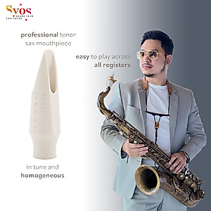 Syos Tenor Saxophone Mouthpiece, Steady Model, 7 Tip Opening, Arctic White, Improve the Sound of your Sax with this Easy-To-Play, Flexible and Homogeneous Tenor Sax Mouthpiece
