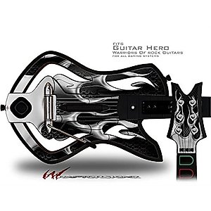 Metal Flames Chrome Decal Style Skin - fits Warriors Of Rock Guitar Hero Guitar (GUITAR NOT INCLUDED)