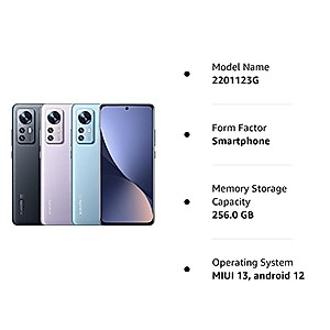Xiaomi 12 5G + 4G LTE 256GB + 8GB Snapdragon® 8 Gen 1 Global Unlocked 50MP Pro Grade Camera (Not for Verizon Boost At&T Cricket Straight) + (w/Fast Car Charger Bundle) (Gray)