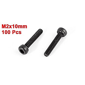 uxcell 100 Pcs 12.9 Steel Alloy Countersunk Hex Socket Knurled Pan Head Bolt Screw M2x10mm Black