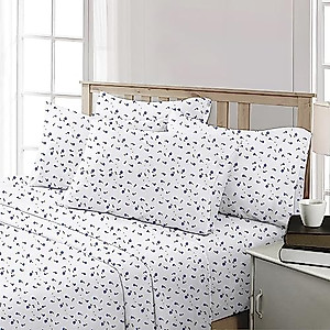 HOMEIDEAS 6 Piece Printed Full Size Bed Sheets, Extra Soft Brushed Microfiber 1800 Bedding Pattern Sheets, Deep Pocket, Wrinkle & Fade Free, Blue Floral