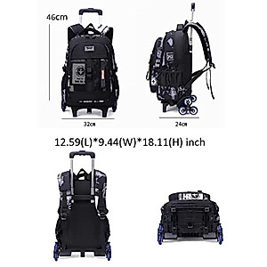 ETAISHOW Rolling Backpack for Boys Kids School Bag with Wheels for Elementary Middle School Trolley Luggage Bookbag