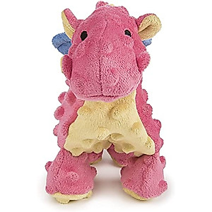 goDog Bubble Plush Dragons Squeaky Dog Toy, Chew Guard Technology - Coral, Small