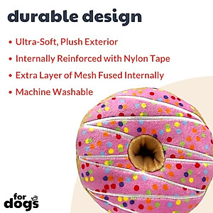 Huxley & Kent H&K for Dogs Power Plush | Drizzle Donut Pink (Small) | Funny Dog Toy | Dog Toy with Squeaker | Dog Gift | Fun, Durable, and Safe | Squeaky Dog Toy