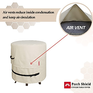 Porch Shield Patio Round Cooler Bar Table Cover - Waterproof Outdoor Ottoman Coffee Side Table Cover - 19.5D x 21H inch