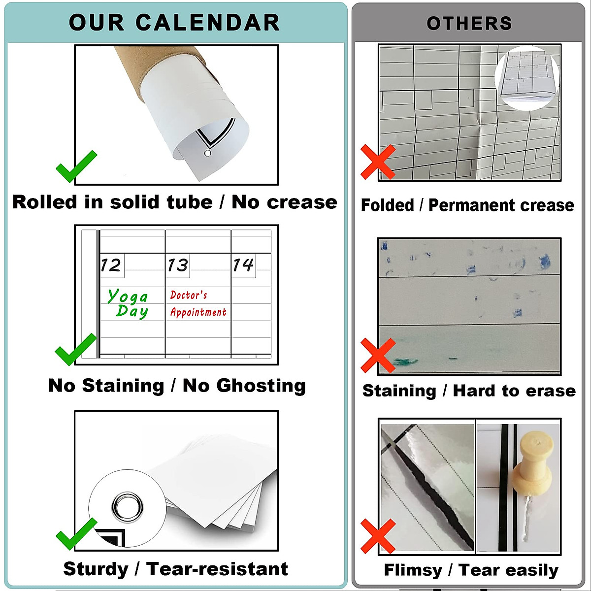 Dry Erase Calendar For Wall 4 Month,Large Blank Laminated Whiteboard Calendar,Oversized 120 Day Wall Planner,Four Month Jumbo Undated Erasable Schedule Poster For Home,Office,Classroom 24x36 Inch