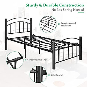 Giantex Metal Bed Frame, Modern Platform Bed with Headboard and Footboard, Heavy-Duty Steel Slat Support Mattress Foundation, Noise Free, Easy Assembly, No Box Spring Needed Frame (Twin Size, Black)
