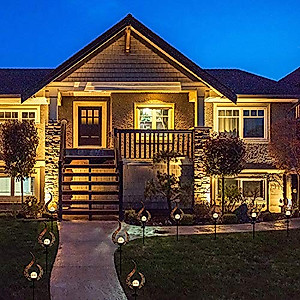 Joiedomi 2 Pack Solar Crackle Glass Globe Stake Lights, Solar Powered Garden Decorations, Pathway Lights Outdoor Waterproof for Walkway, Pathway, Yard, Lawn, Patio or Courtyard