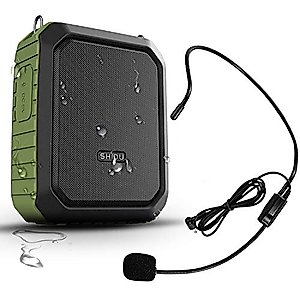 18W Voice Amplifier Portable Microphone and Speaker Set,Personal Speaker with Wired Mic Headset & Waistband,Wearable Waterproof Mini Pa System,Megaphone with Mic for Teachers,Classroom,Outdoor Speech