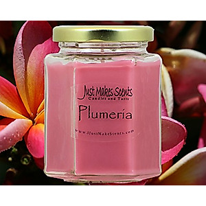 Plumeria Scented Blended Soy Candle | Long Lasting Tropical Floral Fragrance | Hand Poured in The USA by Just Makes Scents