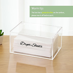 Acrylic Dryer Sheet Container for Laundry Room,Dryer Sheet Holder ,Dryer Sheet Dispenser with Lid for Laundry Storage Containers and Decor,Clear Dryer Sheet Box for Bathroom,Fabric Sheet Holder