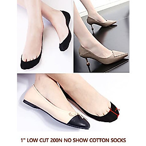 VERO MONTE 4 Pairs Non Slip No Show Socks (Black, 7-8.5) - Women Low Cut Socks