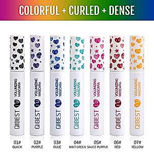 MAEPEOR Colored Mascara 7 Pack Waterproof and Smudgeproof Longlasting Mascara Cruelty Free & Vegan Volume Mascara (7 Colors Set 1)