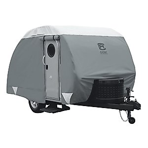 Classic Accessories Over Drive PolyPRO3 Deluxe Sloped Travel Trailer Cover, 19-21', Grey/Snow White