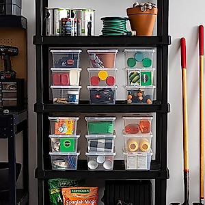 IRIS USA 6.7 Qt. Plastic Storage Container Bin with Latching Lid, 12 Pack, Stackable Nestable Shoe Box Tote Shoebox Closet Organization School Art Supplies - Clear