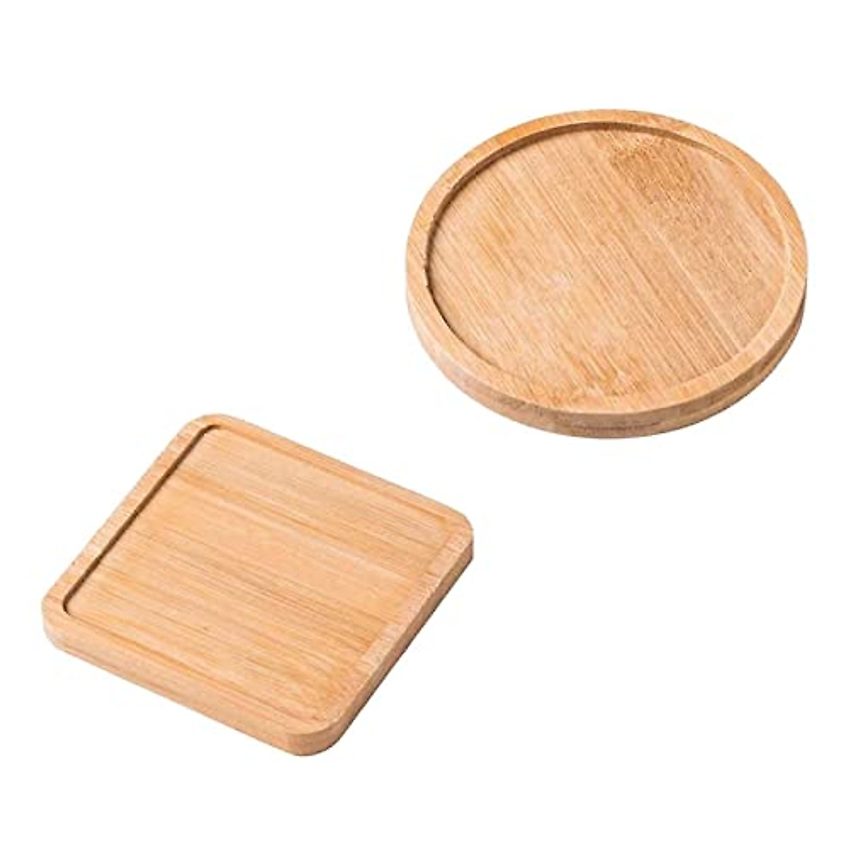 Leefasy 2Pieces Wooden Vanity Tray, Soap Dispenser Tray Pedestal Stand Countertop Organizer Holder Soap Holder Bathroom Tray, for Kitchen Sink Bathroom Home, Round and Square