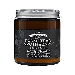 Farmstead Apothecary 100% Natural Anti-Aging Face Cream with Jojoba Oil, 4 oz (Unscented)