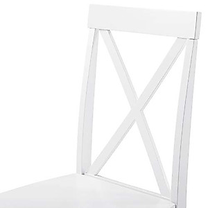 Walker Edison 4 Person Modern Farmhouse Wood Small Dining Table with 4 Chairs Set for Dining Room Kitchen, 48 Inch, White