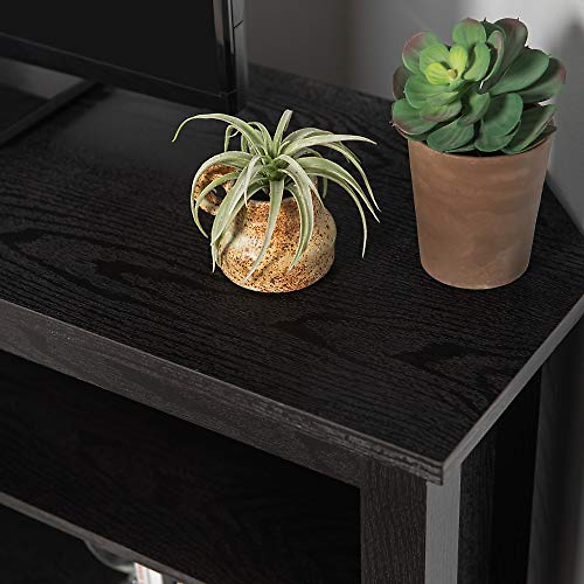 Walker Edison Maxwell Classic 2 Shelf Corner TV Stand for TVs up to 65 Inches, 58 Inch, Black