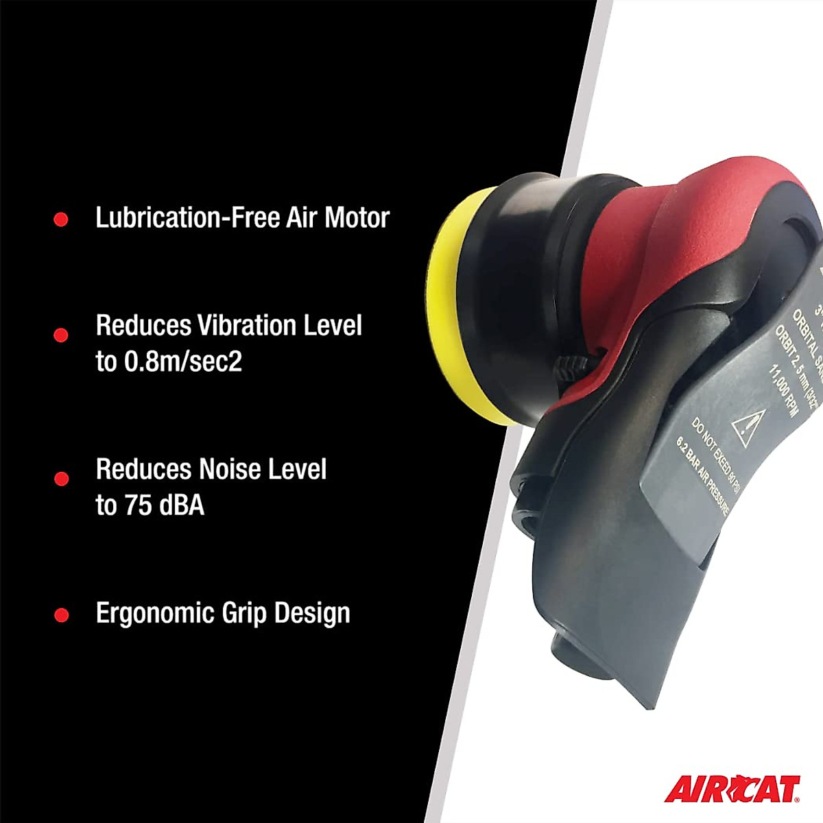 AIRCAT Pneumatic Tools 6700-3-336: Non Vac Orbital Palm Sander and Polisher 11,000 RPM