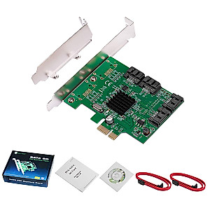 I/O Crest 4 Port SATA III PCI-e 2.0 x1 Controller Card Marvell 9215 Non-Raid with Low Profile Bracket SI-PEX40064
