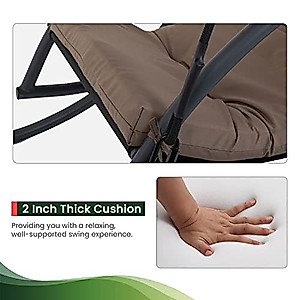 Patio Swing Outdoor Swing Chair Patio Swing with Canopy Patio Gliders Porch Swing with Stand Canopy & Cushion Hanging Lounge Chair for Backyard Outside Garden Balcony Brown