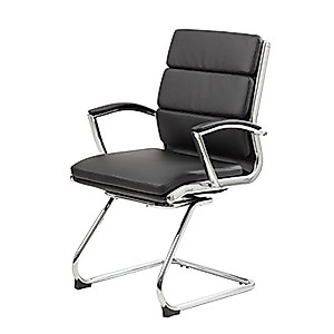 Boss Office Products Executive Mid Back CaressoftPlus Chair with Metal Chrome Finish in Black