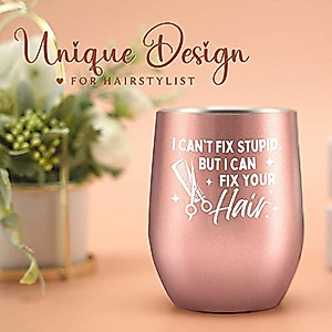 Onebttl Hair Stylist Gifts For Women, Female, Her - I Can Fix Your Hair - 12 oz/350 ml Stainless Steel Insulated Wine Tumbler - Thank You Ideas Gifts for Hairdresser, Hairstylist