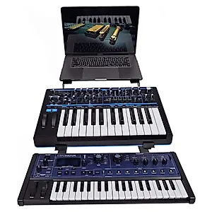 Rockville Rock2d2 Adjustable Dual Shelf DJ Controller Midi Keyboard Laptop Stand