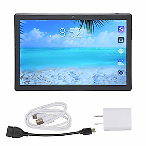 GLOGLOW 10.1 Inch Tablet, FHD Tablet Support Fast Charging Dual Speakers US Plug 100‑240V for Home for Android 10 (Black)