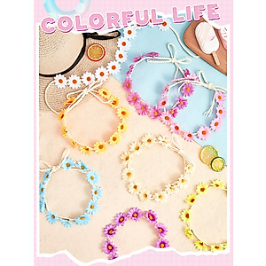 Kanayu 16 Pcs Adults Flower Sunglasses Daisy Flower Headbands Set, Round Flower Glasses Sunflower Hair Wreath Flower Crown (Classic Colors)
