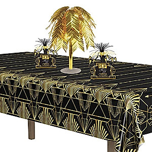 Beistle 2 Piece Disposable Plastic Elegant Roaring 20's Rectangular Table Covers 1920's Great Gatsby Theme Party Decorations Supplies