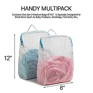 COMLIFE Set of 2 Delicates Honeycomb Mesh Laundry Bag，Use YKK Zipper，with Handle, Extra Large Opening, Side Widening Design, Baby Products, Face Cleansing Pads,Socks, Fine Knitwear Mesh Wash Bags (Blue)