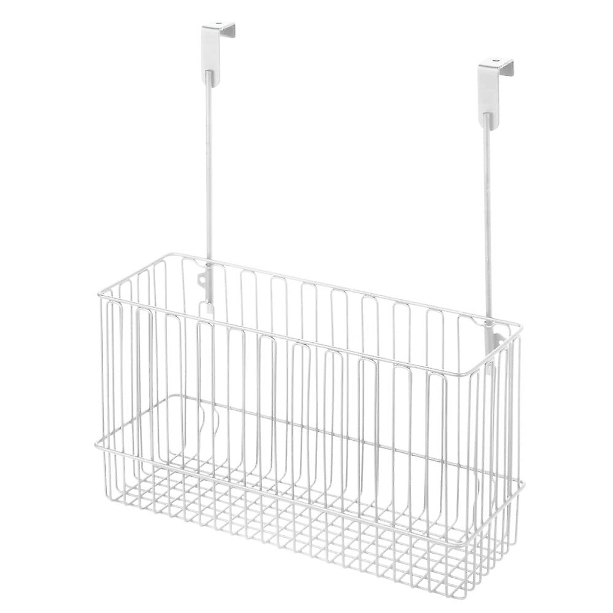 mDesign Metal Over Cabinet Kitchen Storage Organizer Holder or Basket - Hang Over Cabinet Doors in Kitchen/Pantry - Holds Bakeware, Cookbook, Cleaning Supplies - Steel Wire - White