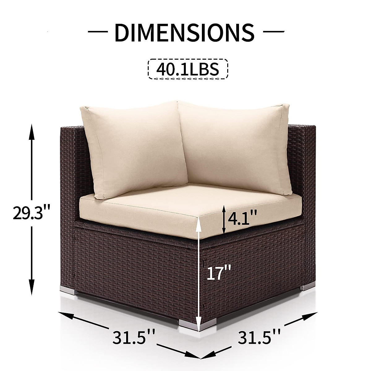 RADIATA Conversation Sets Outdoor Patio Furniture Corner Sofa Set Gray PE Rattan Wicker Conversation Sets (Brown)